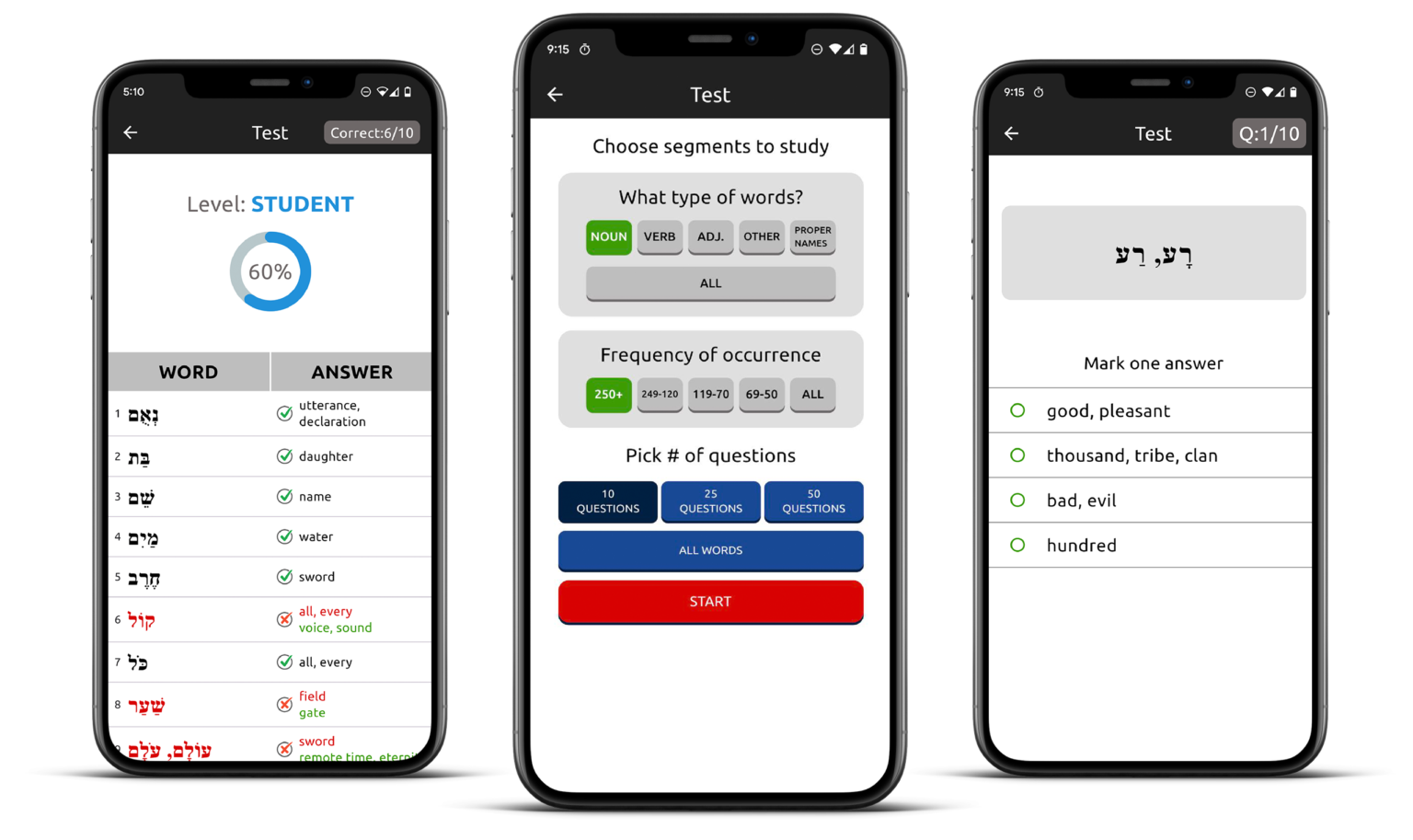 Hebrew Flashcards App - Learn Hebrew Vocabulary
